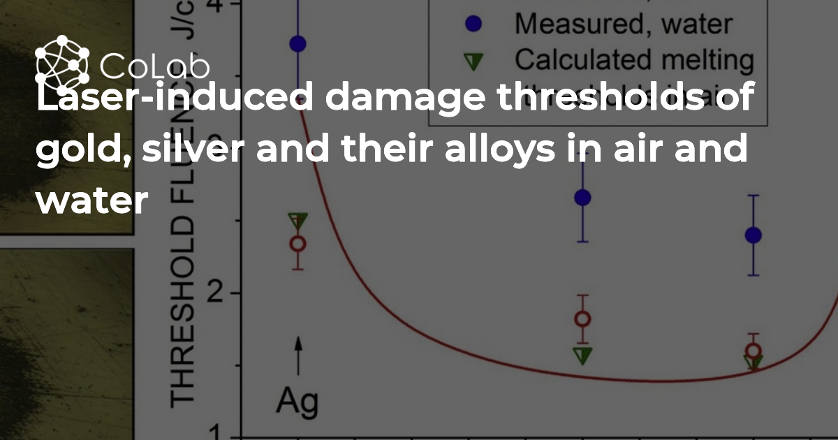 Laser-induced damage thresholds of gold, silver and their alloys in air and water | CoLab